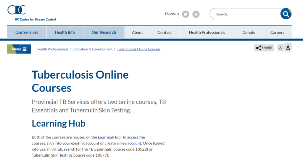 Tuberculosis Online Courses – British Centre for Disease Control – TB DIAH
