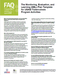 Frequently Asked Questions: MEL Plan Template – TB DIAH